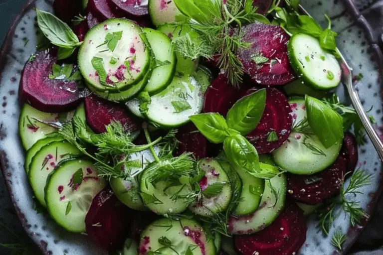 Crisp Cucumber and Beetroot Salad with Herb Dressing | Delectable Meal
