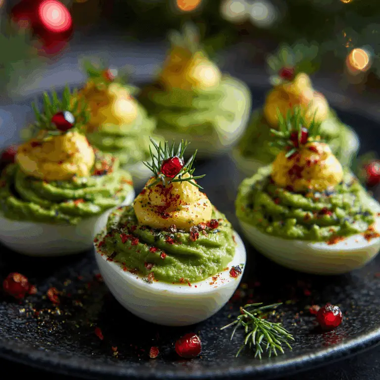Christmas Tree Avocado Deviled Eggs | Delectable Meal