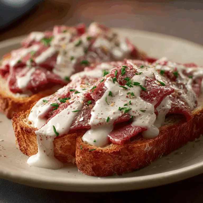 Chipped Beef on Toast | Delectable Meal
