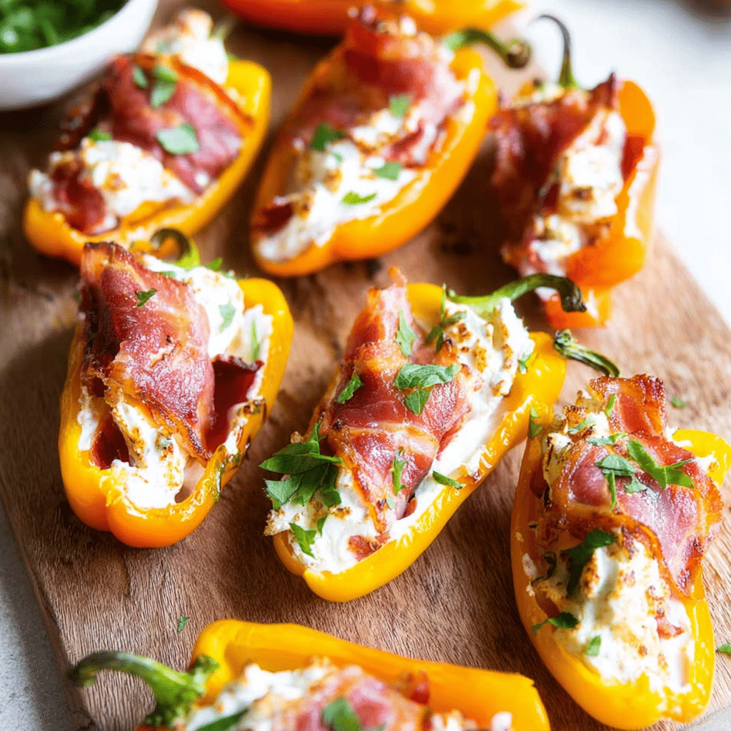 Roasted Goat Cheese Stuffed Mini Peppers | Delectable Meal